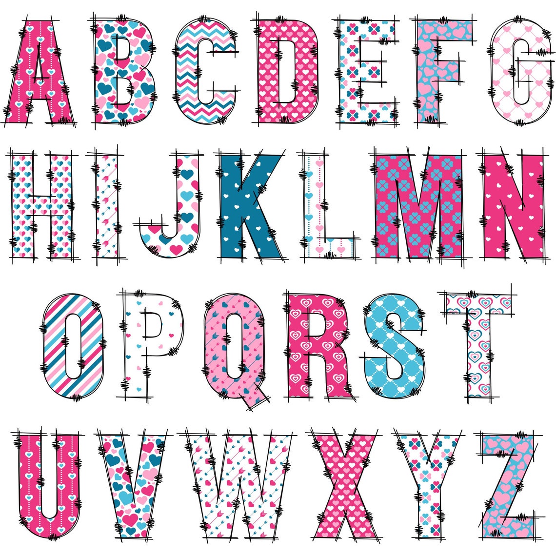 Valentine's Day Letters PNG Love Letters Clip Art PNG - Etsy