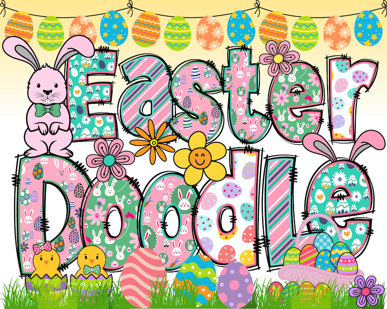 Easter Alphabet PNG, Easter Letters, Easter Doodle, Easter Eggs, Alpha ...