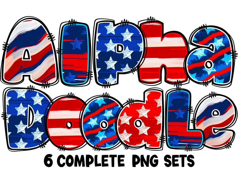 BUNDLE Patriotic Alphabet PNG 4th of July Independence Day - Etsy