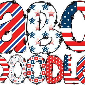 Patriotic Doodle Letters Alphabet PNG, 4th of July, Independence Day ...