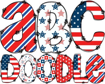 BUNDLE Patriotic Alphabet PNG 4th of July Independence Day - Etsy