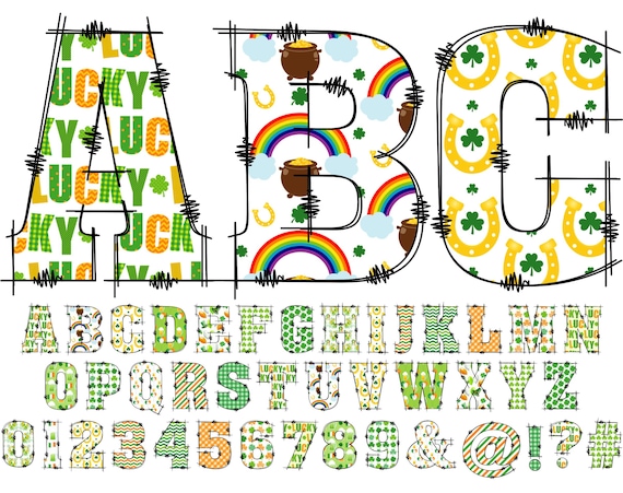 St Patrick's Day Letters PNG Shamrock Alphabet Clip Art | Etsy