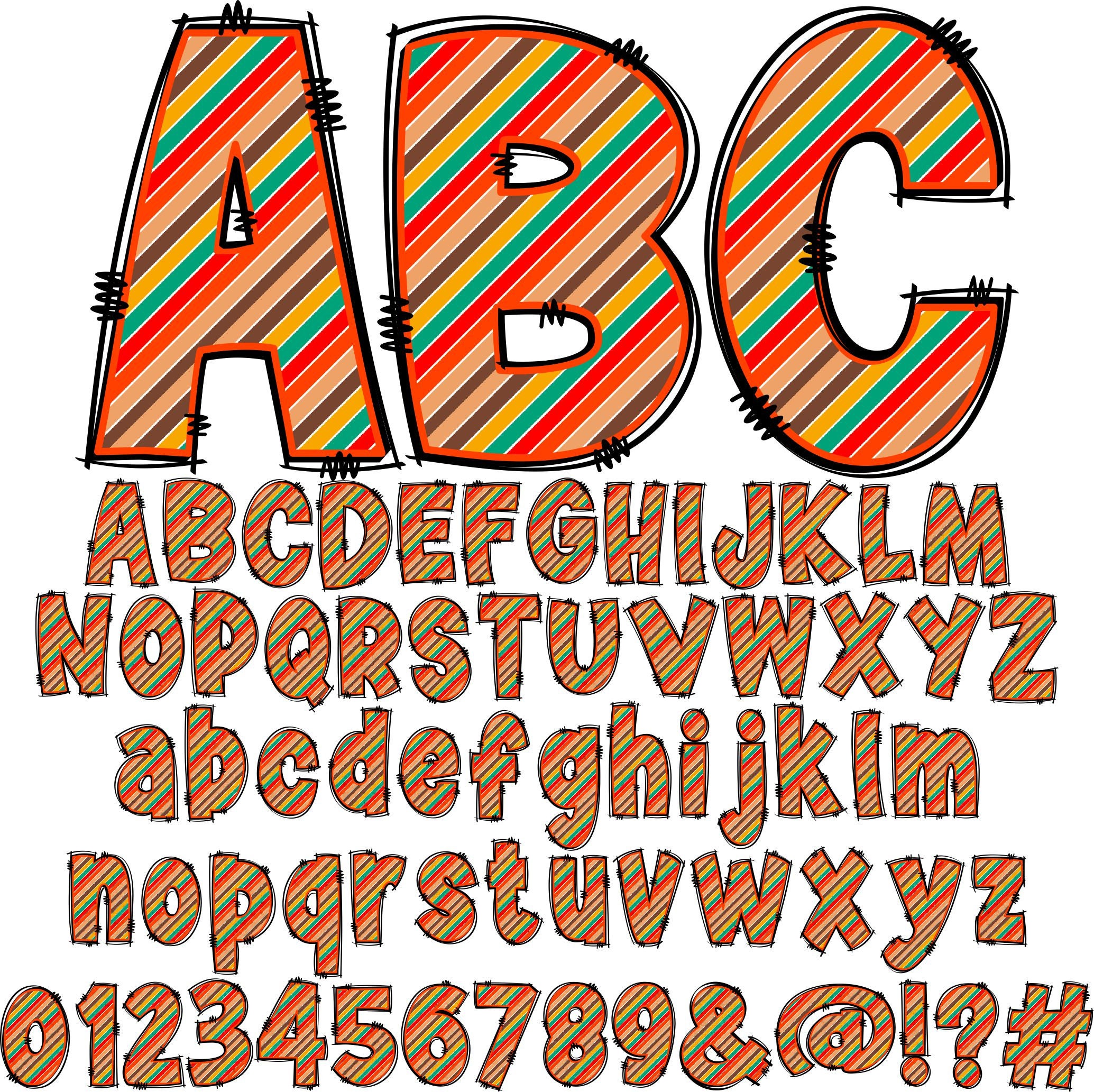 BUNDLE Fall Autumn Alphabet PNG Alpha Doodle PNG Letters - Etsy