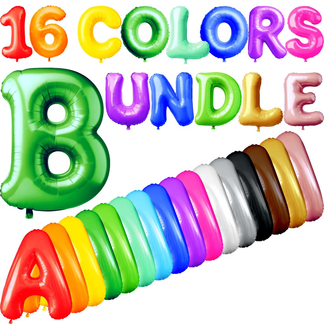 Balloon PNG Letters, 16 Bundle Colors, Transparent Background, Balloon ...