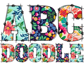 Spring Floral Alphabet PNG, Doodle Alpha, Doodle Flowers, Doodle ...