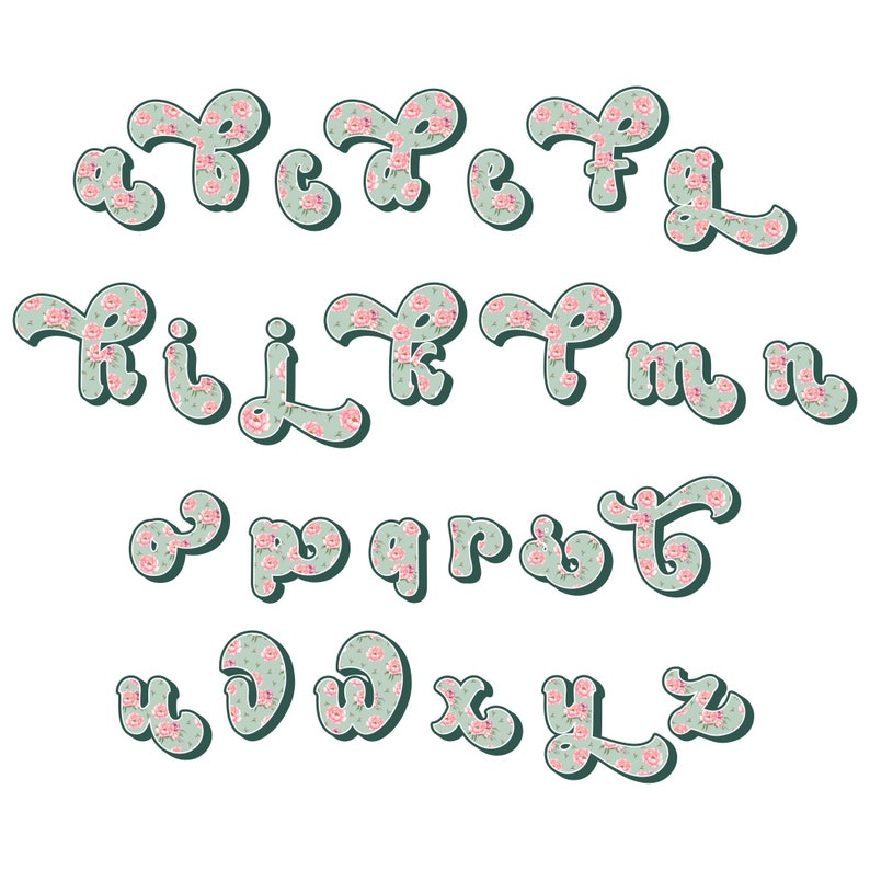 Retro Spring Alphabet PNG Alpha Doodle PNG Doodle Flowers - Etsy