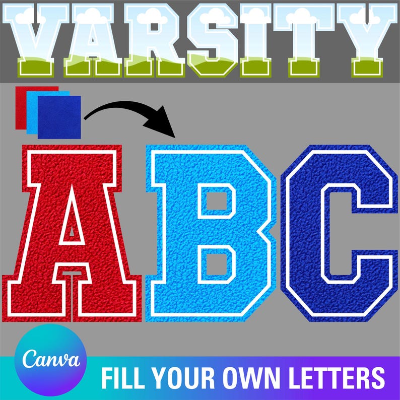 Varsity Embroidery Canva Frame Template , Varsity Letters , College ...