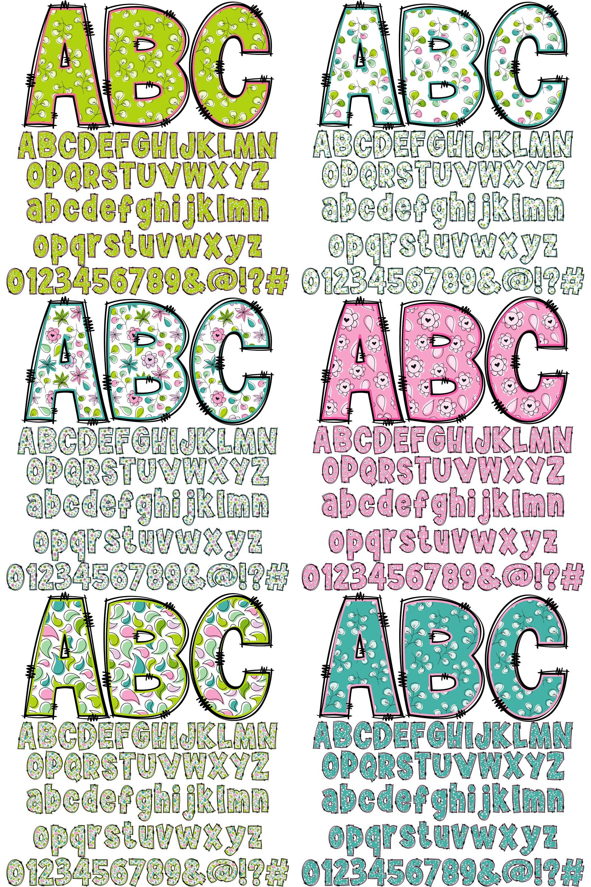BUNDLE 50 Floral Alphabet Sets, Doodle Alpha, Doodle Flowers, Doodle ...