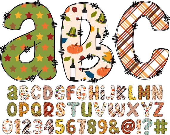 Thanksgiving Clipart Alphabet PNG Watercolor Clip Art | Etsy