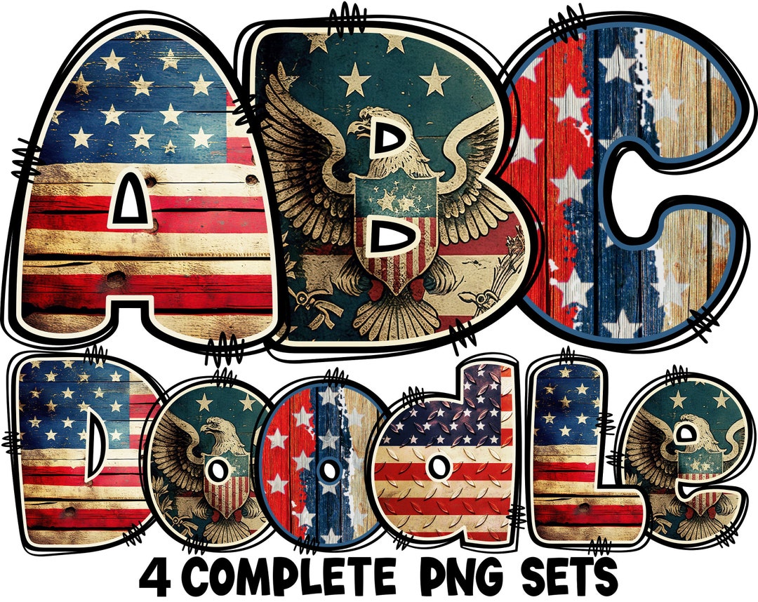 Patriotic Vintage Doodle Letters PNG, 4th of July, Independence Day ...