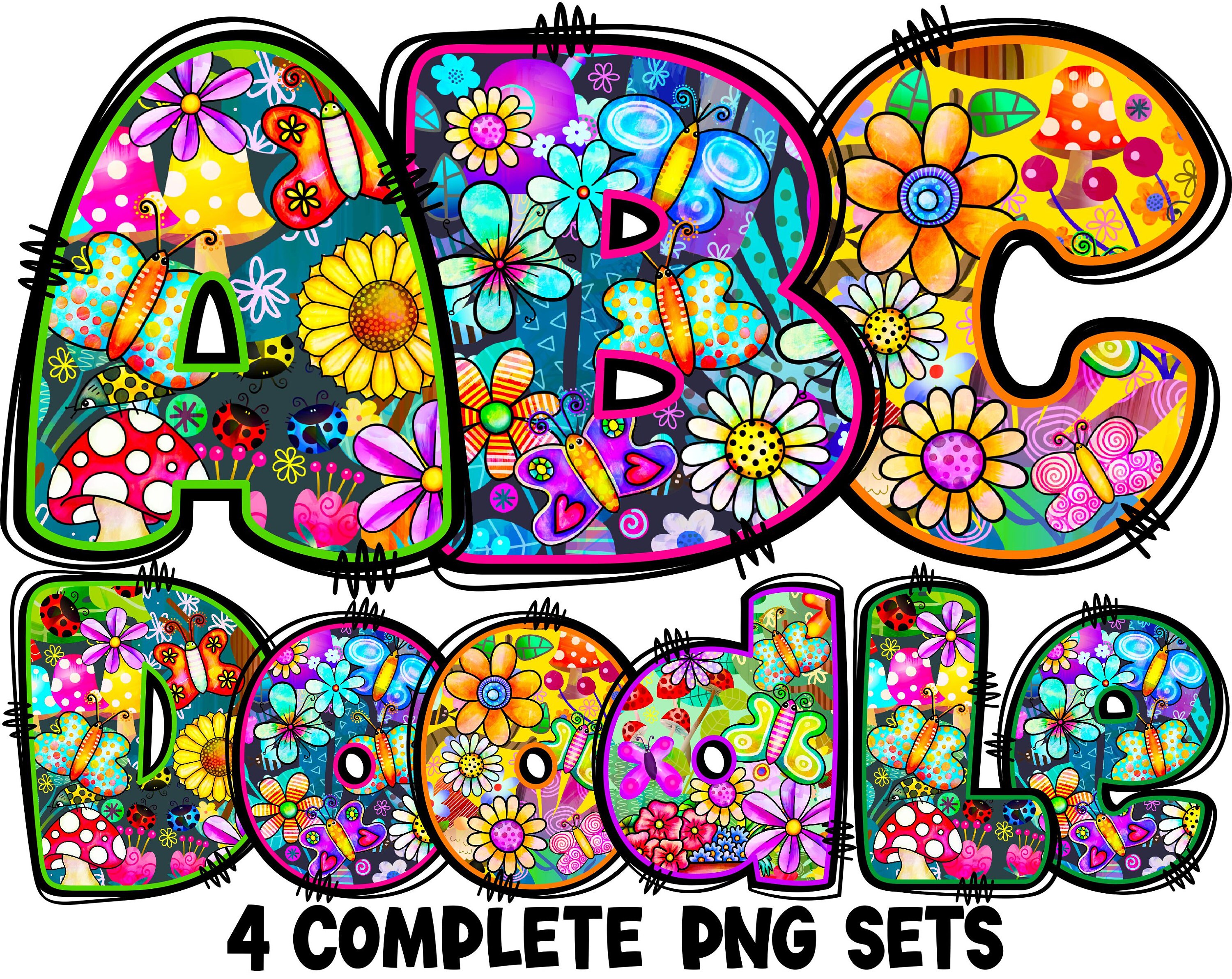 BUNDLE Spring Floral Alphabet PNG Chubby Alpha Doodle Doodle - Etsy