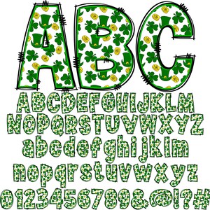 St Patrick's Day Letters PNG, Shamrock Alphabet, Doodle Irish, St Paddy ...