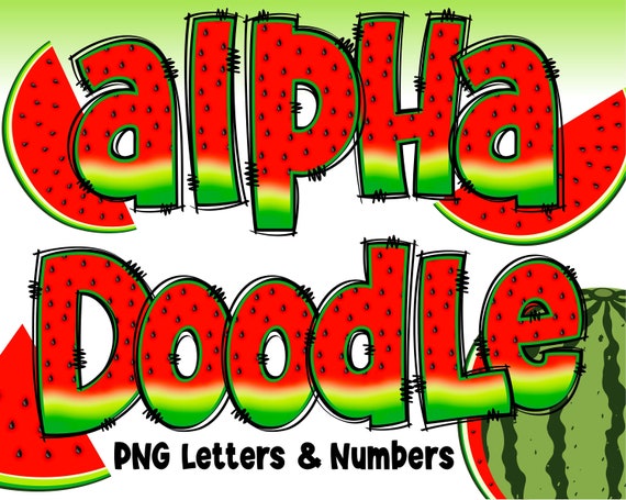 Watermelon Alphabet PNG Fruit Letters Fruit Doodle - Etsy