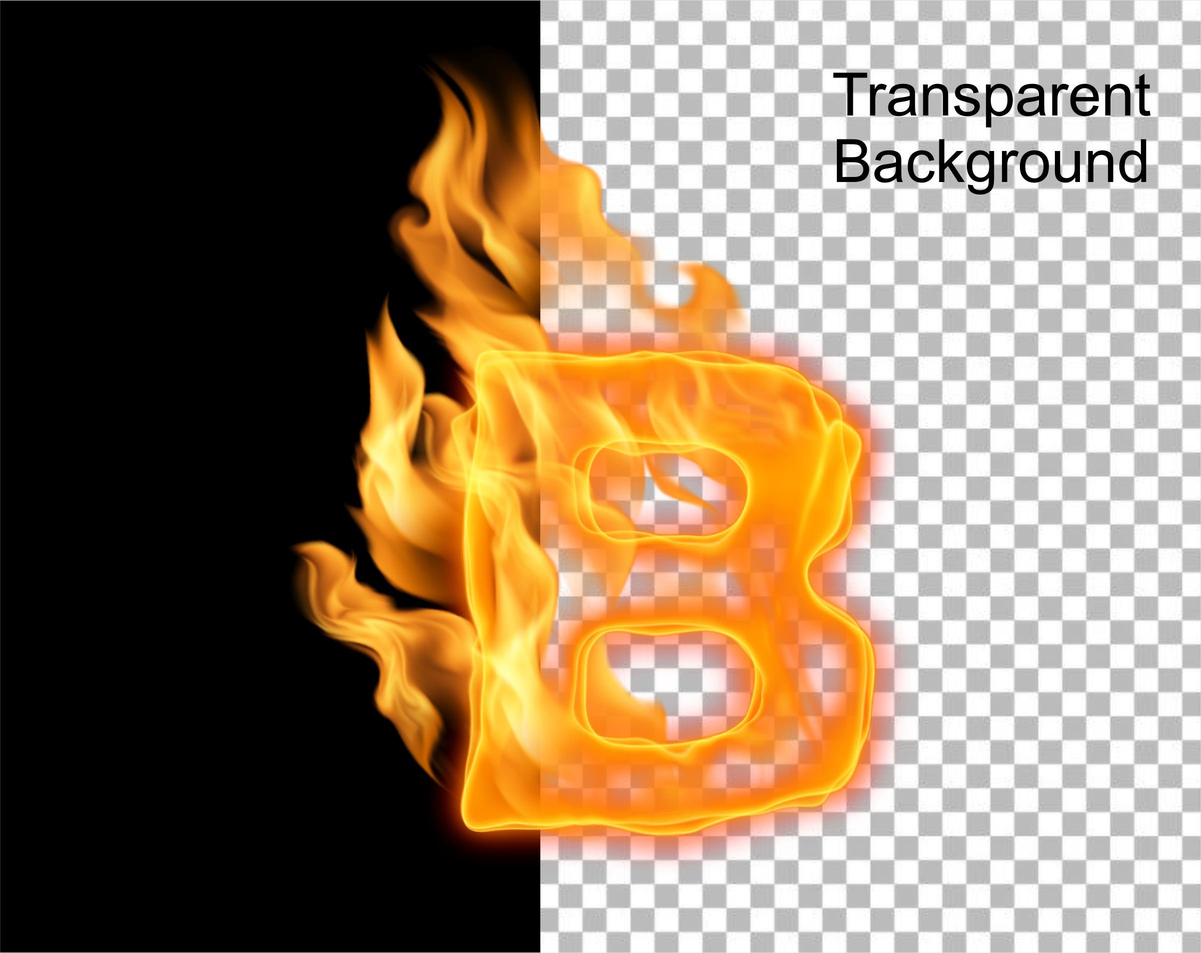 Fire PNG Letters Transparent Background Flame Alphabet Clip - Etsy