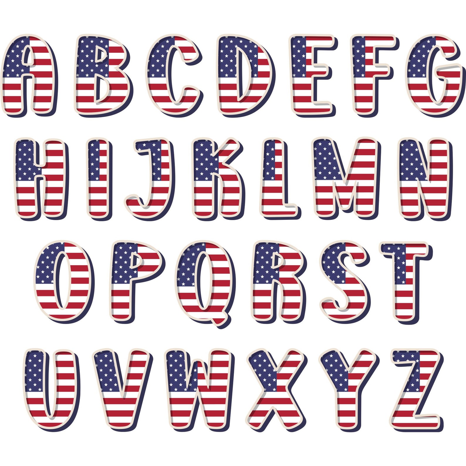Independence Day Letters PNG Doodle Letters 4th of July | Etsy