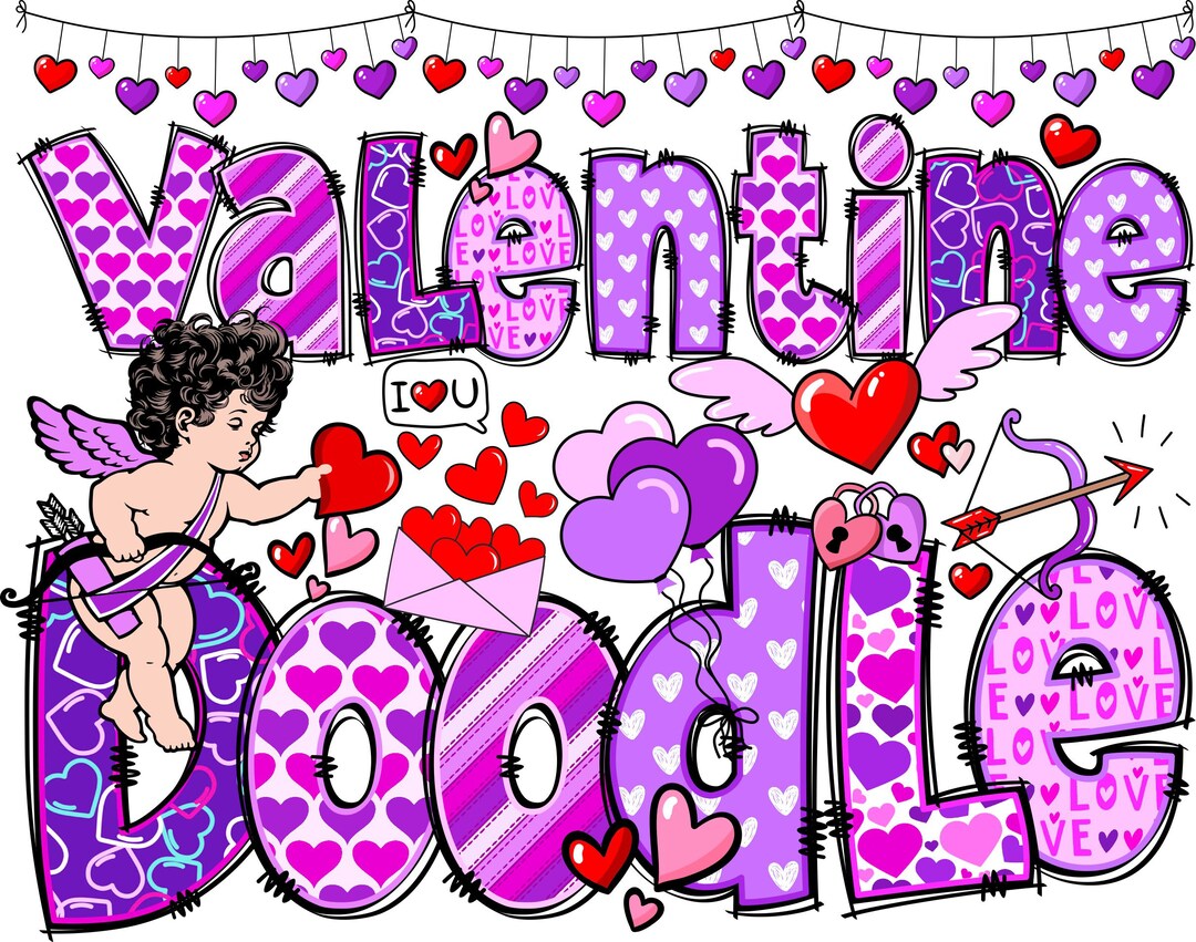 Valentine's Day Alphabet PNG, Valentines Letters, Valentines Doodle ...