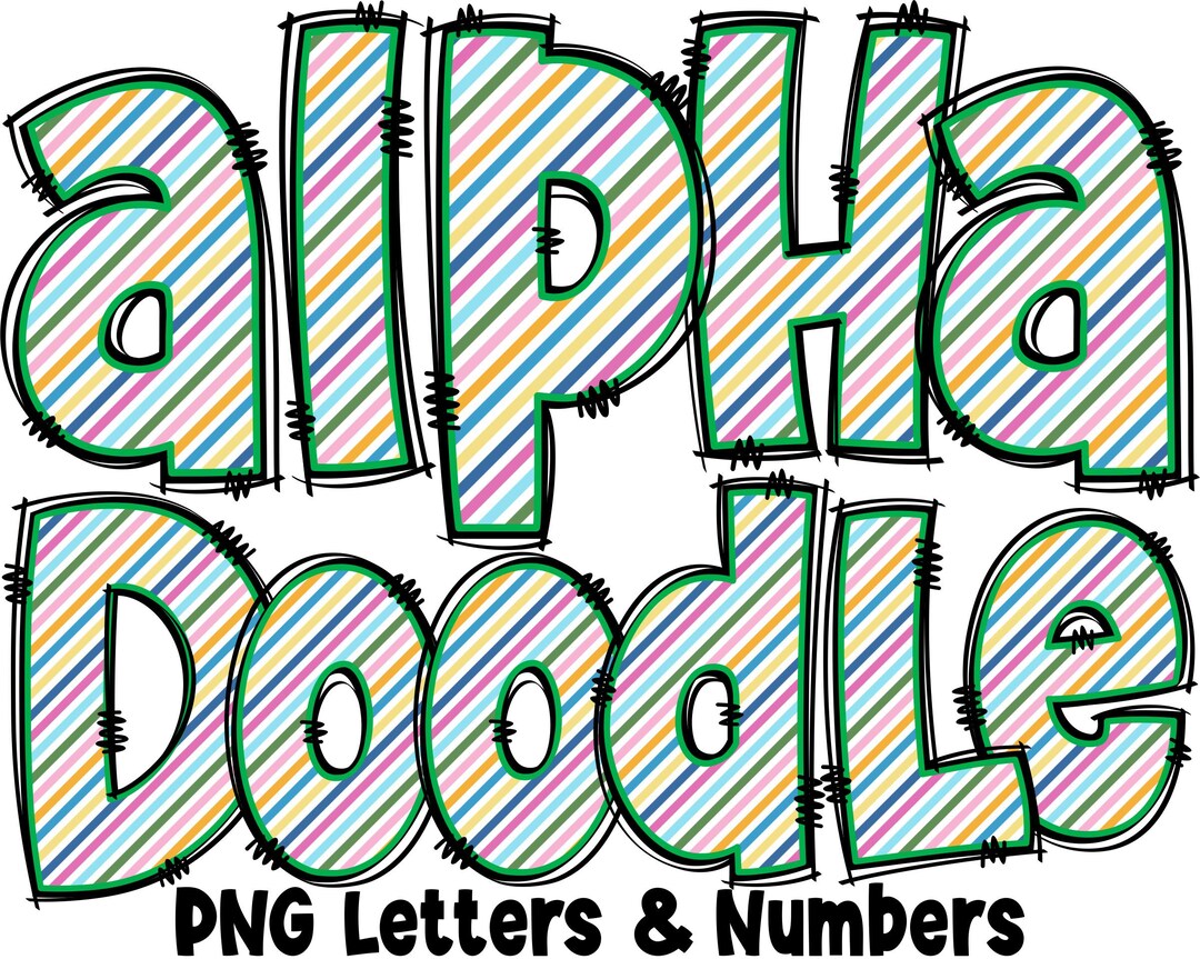 Stripe Letters & Numbers PNG, Alpha Doodle, PNG Letters, Stripes Doodle ...