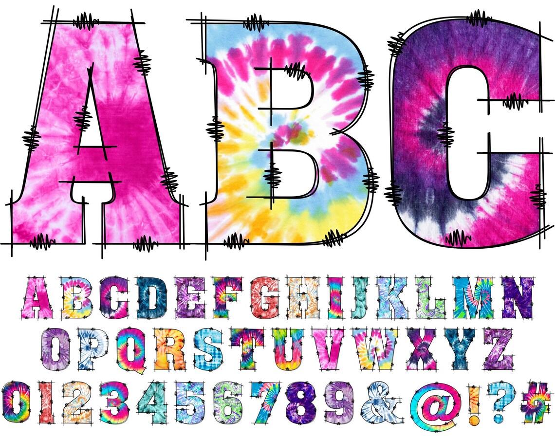 Tie Dye Alphabet PNG Doodle Alphabet Clip Art Transparent | Etsy