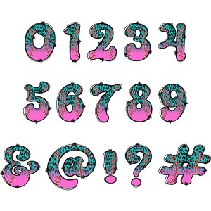 Baseball Letters PNG Leopard, Doodle Alpha, Pink Turquoise, Stitching ...