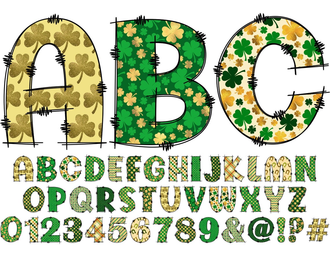 St Patrick's Day Letters PNG Shamrock Alphabet Clip Art | Etsy