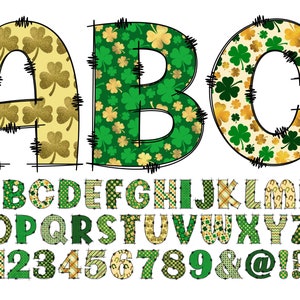 St Patrick's Day Letters PNG, Shamrock Alphabet Clip Art, Doodle Irish ...
