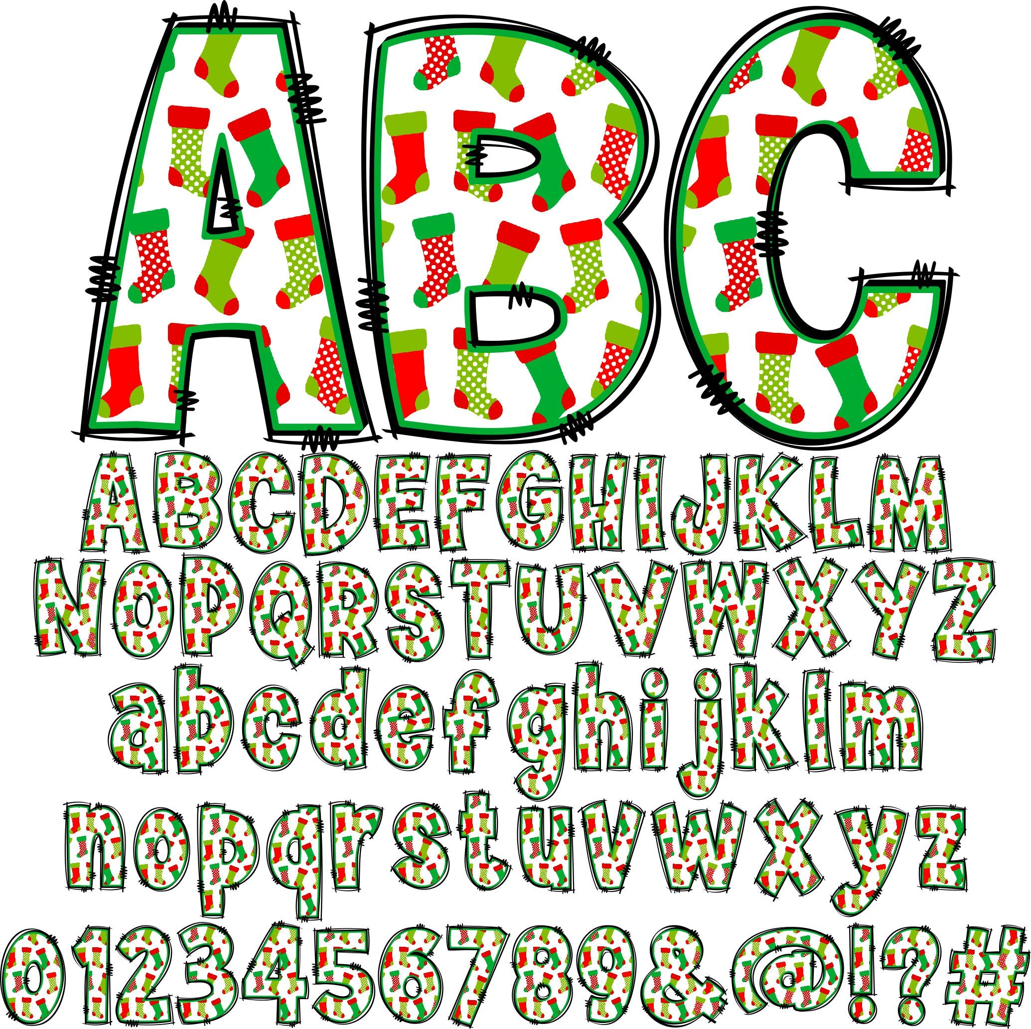 Christmas Alphabet PNG Christmas Letters Christmas Doodle - Etsy