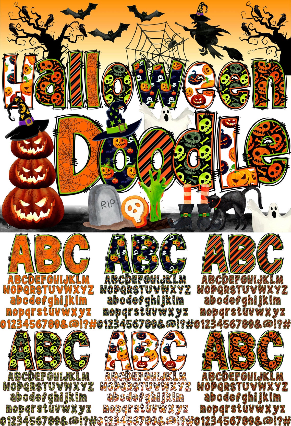 BUNDLE 48 Halloween Alphabet PNG Complete Sets, Halloween Letters ...