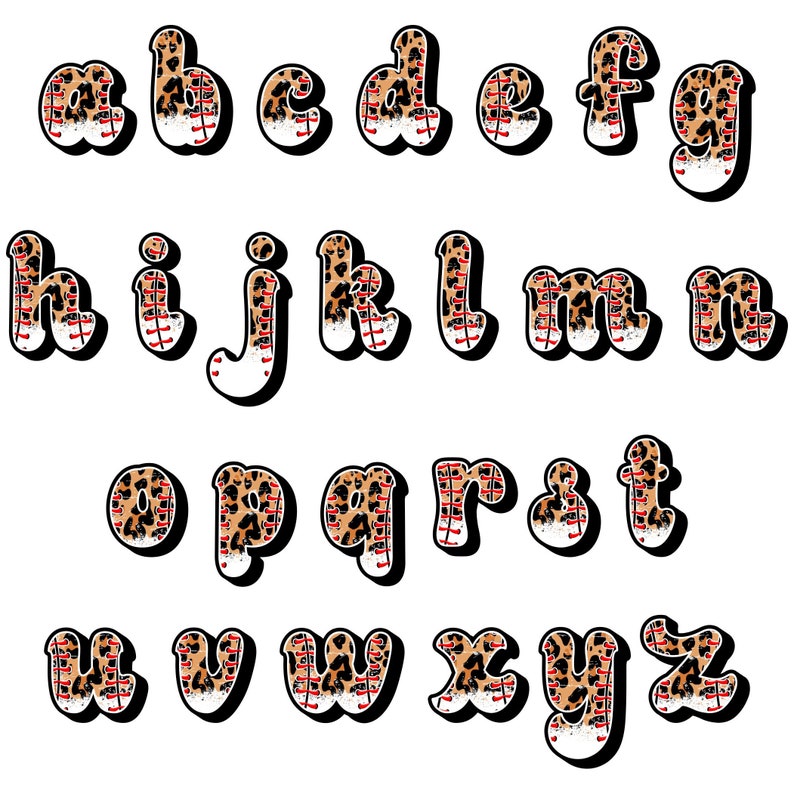 Retro Baseball Letters PNG Leopard Doodle Alpha PNG Sport - Etsy