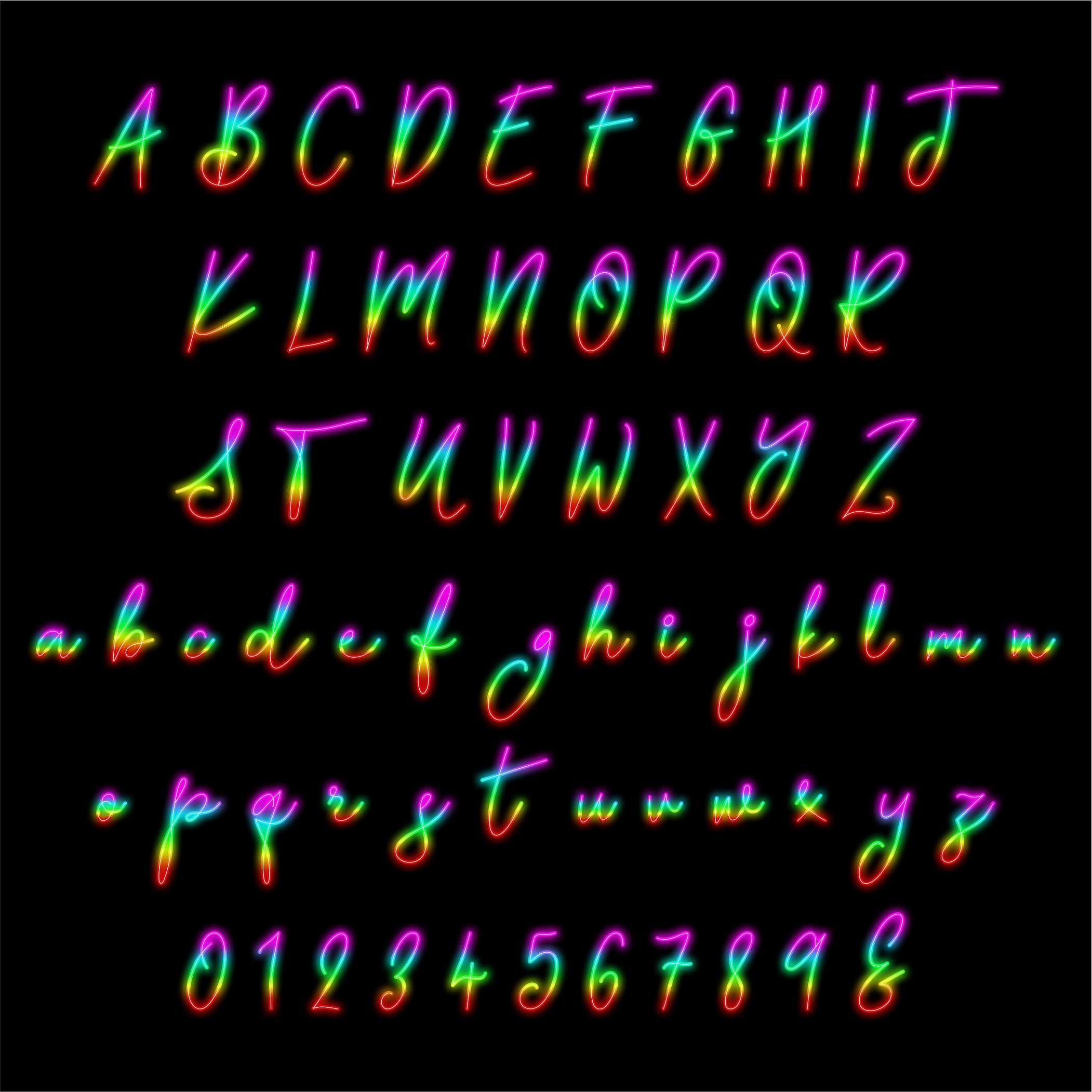 Neon Glow Effect Alphabet PNG Clip Art Letters Script Font - Etsy UK