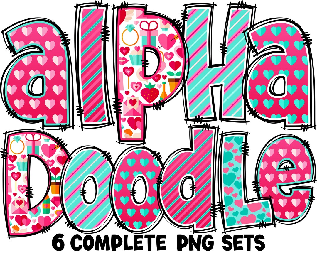 Valentine's Day Alphabet PNG, Valentines Letters, Valentines Doodle ...