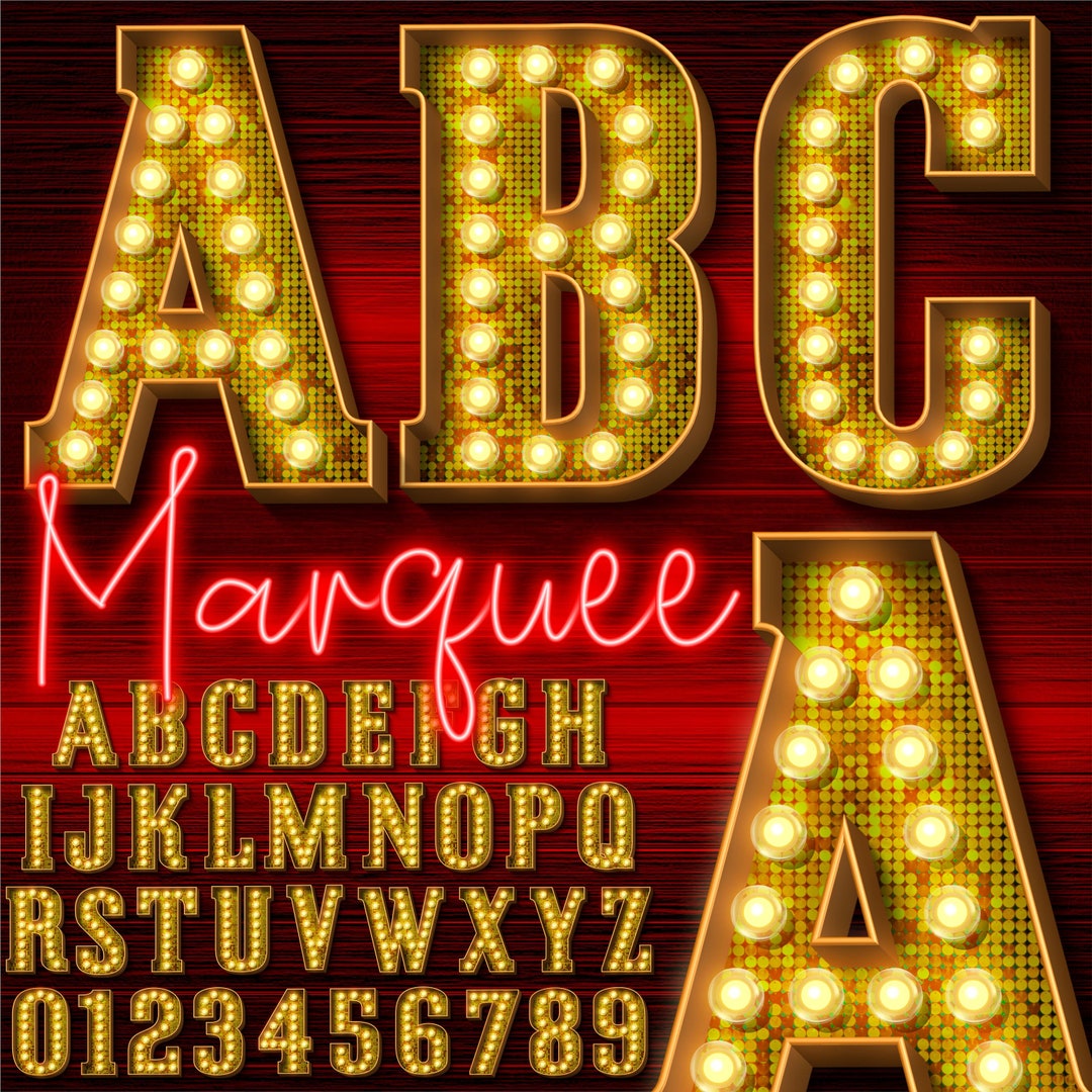 Glitter Marquee Letters PNG, Light Bulbs Letters, PNG Letters, 3D ...