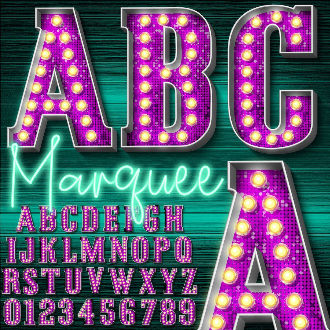 Glitter Marquee Letters PNG, Light Bulbs Letters, PNG Letters, 3D Letters, Pink Light Bulb ...