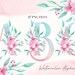 Bundle Watercolor Flowers Alphabet PNG, Pink Aqua Watercolor Alphabet ...