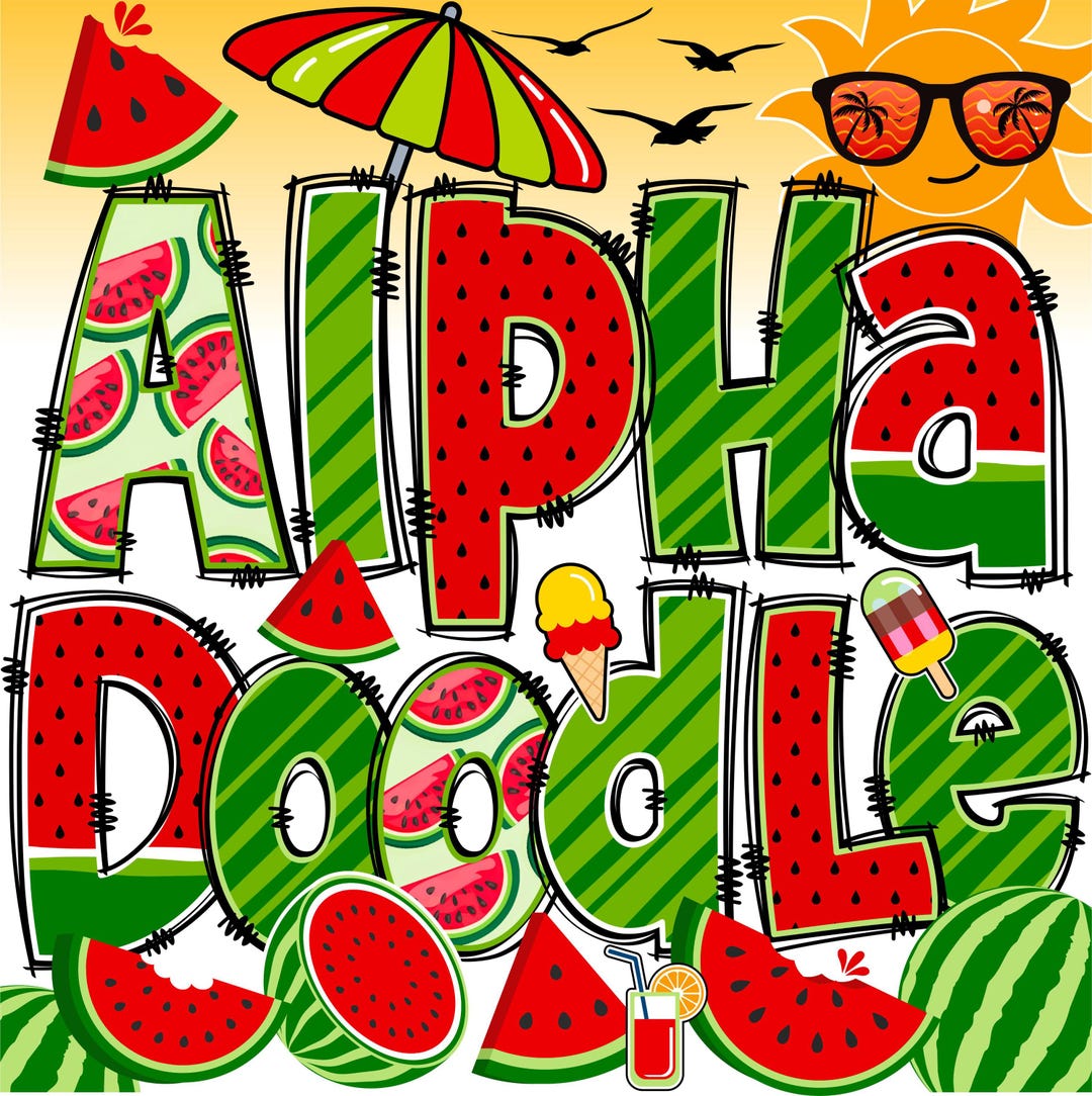 Summer Letters & Numbers PNG, Alpha Doodle, Doodle Letters, Summer ...