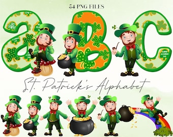 St Patrick's Day Letters PNG Shamrock Alphabet Clip Art | Etsy