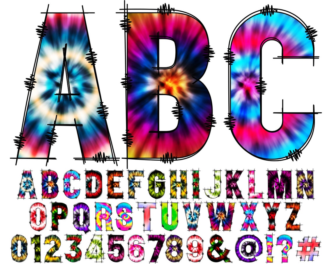 Tie Dye Alphabet PNG Doodle Alphabet Clip Art Transparent - Etsy
