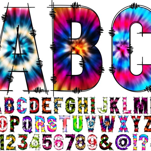 Rainbow Tie Dye Alphabet 78 Letters PNG File Sublimation - Etsy