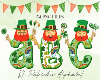 St Patrick's Day Letters PNG Shamrock Alphabet Clip Art | Etsy