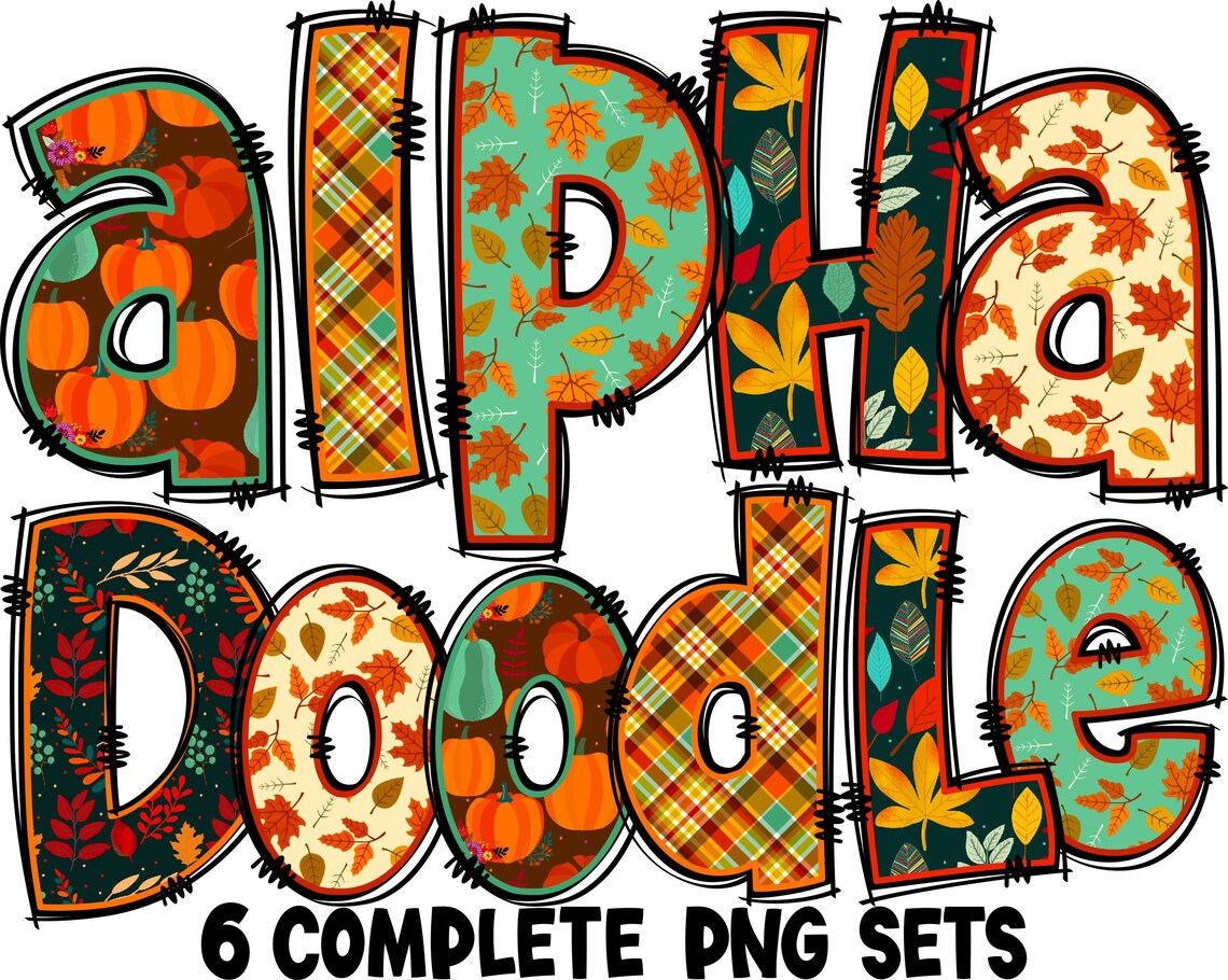 BUNDLE Autumn Fall Alphabet PNG Fall Alpha Doodle PNG - Etsy