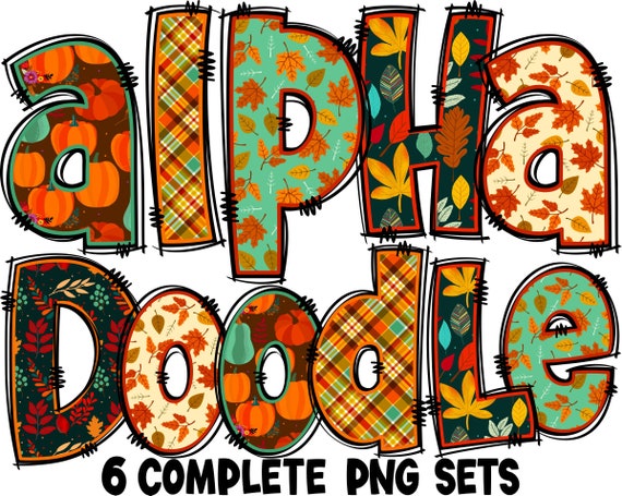 BUNDLE Autumn Fall Alphabet PNG Fall Alpha Doodle PNG - Etsy