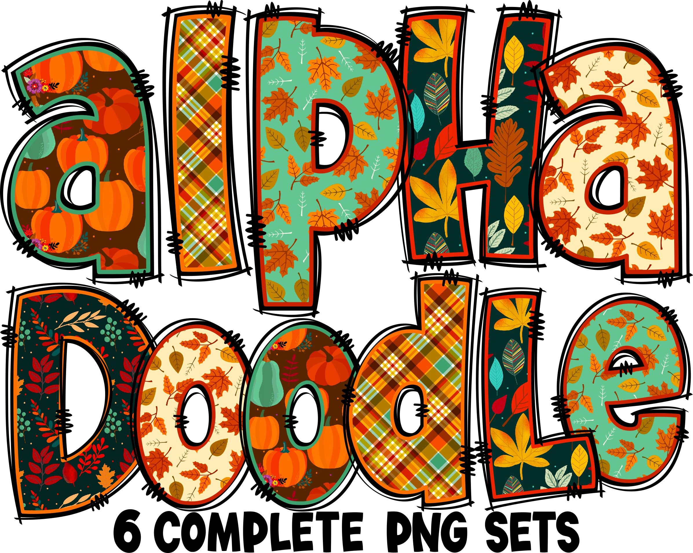 BUNDLE Autumn Fall Alphabet PNG Fall Alpha Doodle PNG - Etsy
