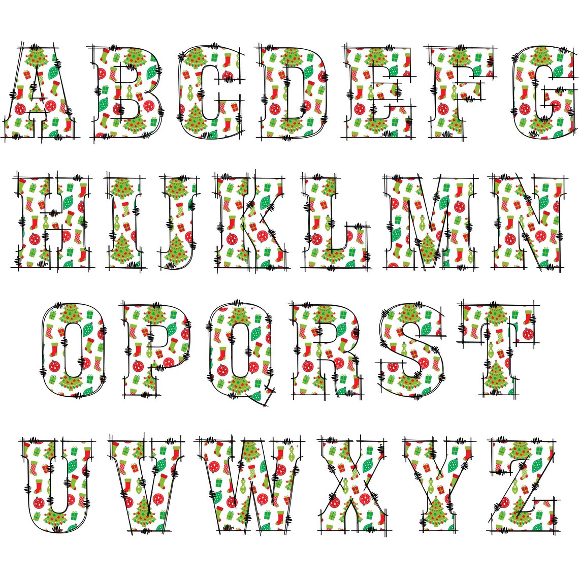 Christmas Clipart Letters PNG White Red Paper Alphabet Clip | Etsy