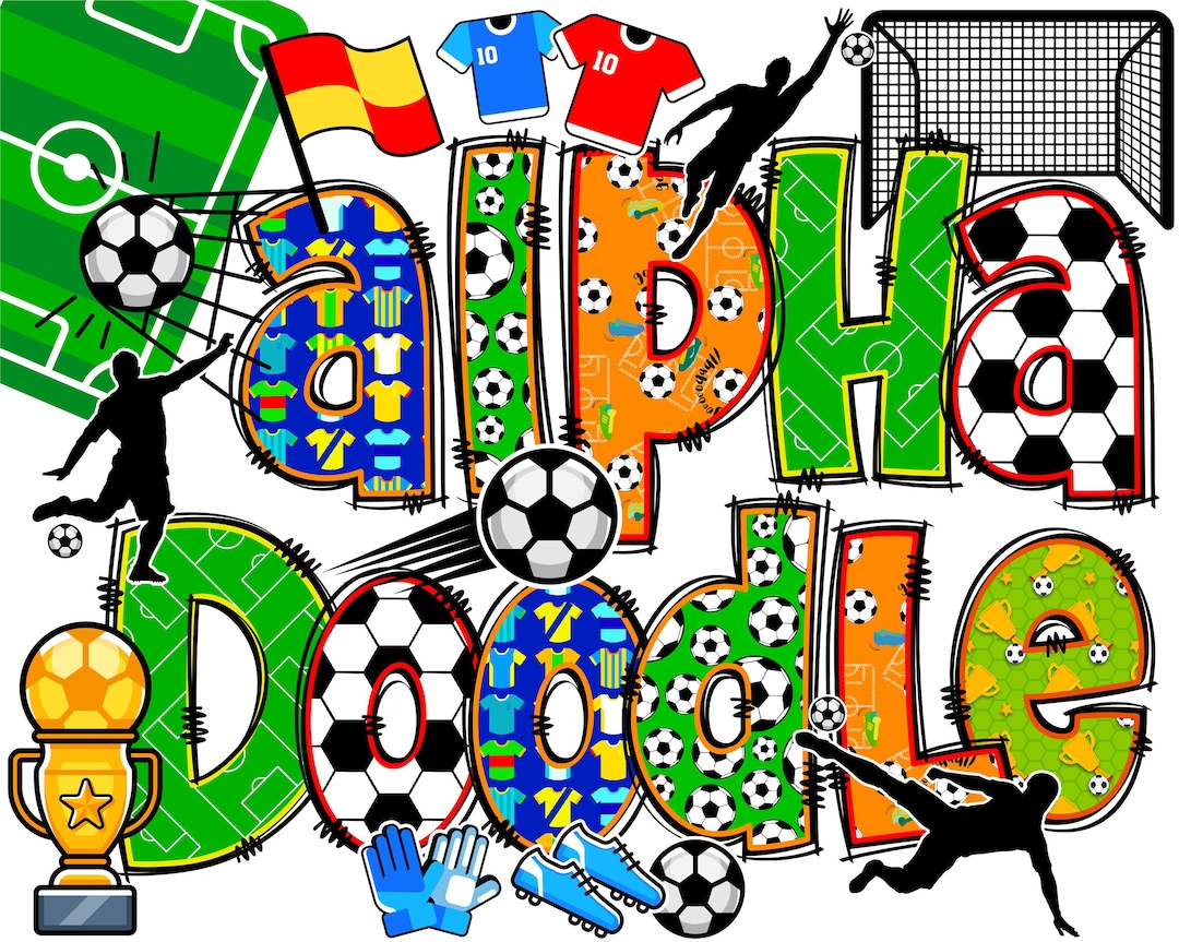 Soccer Letters & Numbers PNG, Alpha Doodle, PNG Letters, Doodle Letters ...