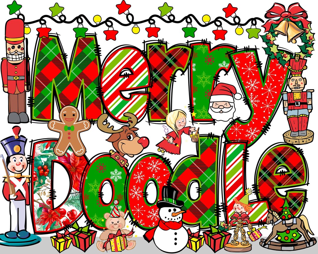 BUNDLE Christmas Alphabet PNG, Merry Christmas, Christmas, Alpha Doodle ...