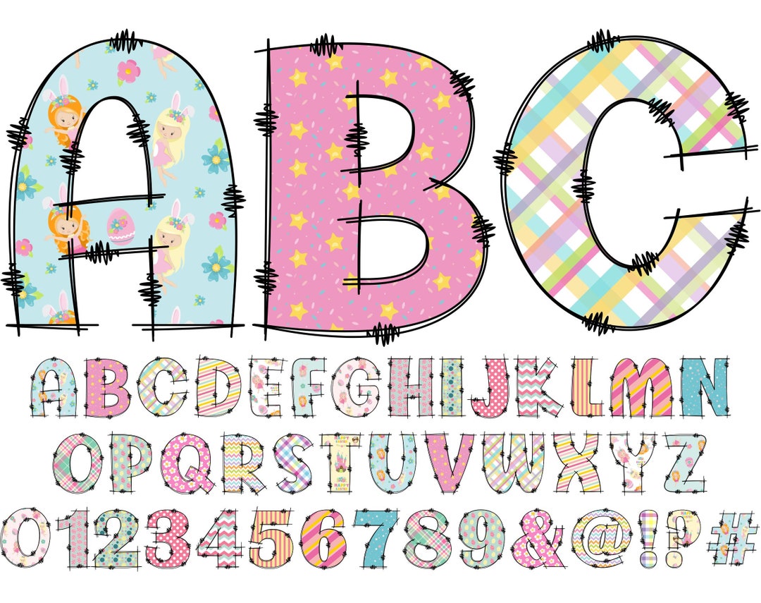 Easter Alphabet PNG, Alphabet Clip Art, PNG, Doodle Easter, Doodle ...