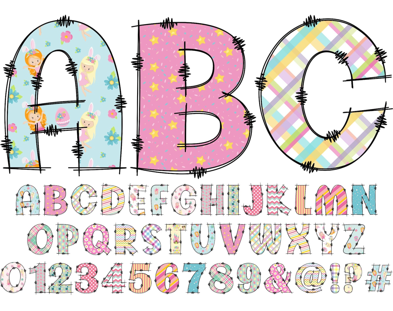 Easter Alphabet PNG Alphabet Clip Art PNG Doodle Easter - Etsy