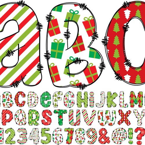Christmas Clipart Alphabet PNG Wrapping Paper Alphabet Clip - Etsy