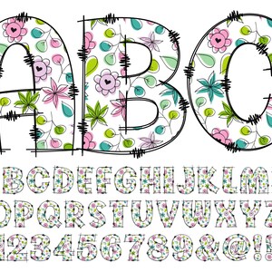 Spring Floral Alphabet PNG, Doodle Alpha, PNG, Doodle Flowers, Doodle ...