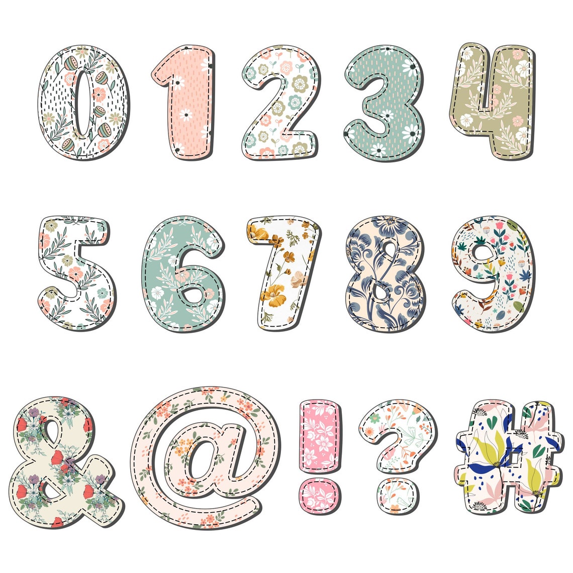 Faux Applique Spring Floral Alphabet PNG Doodle Alpha PNG - Etsy
