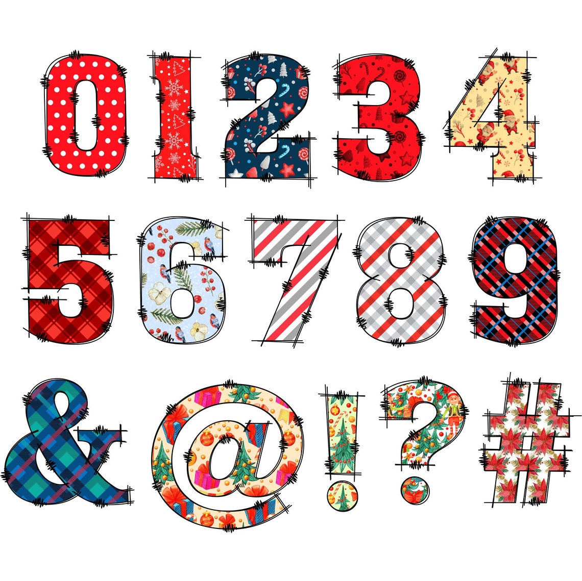 Christmas Clipart Letters PNG Green Wrapping Paper Clip Art | Etsy